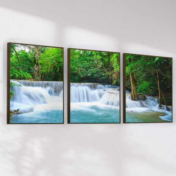 Quadro Decorativo Cachoeira Kit 3 Quadros - ArtBeni Quadros