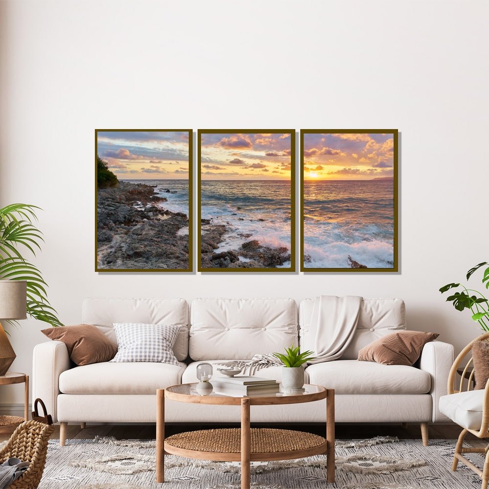 Quadro Decorativo Mar Na Costa Kit 3 Quadros - ArtBeni Quadros